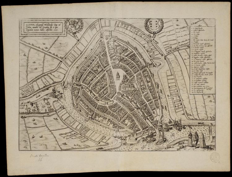 Gouda, elegantiss. Hollandiae Opp. ad Isalam amnem ubi Goudam flu. à ...